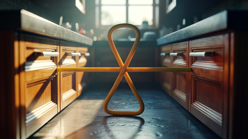 Long rubber band trick maintains cupboard door alignment instantly ...